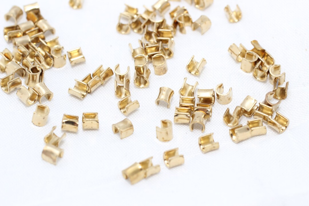 2,5mm Raw Brass Crimp Beads, Crimp Covers, Raw Brass Cord End Tips ...