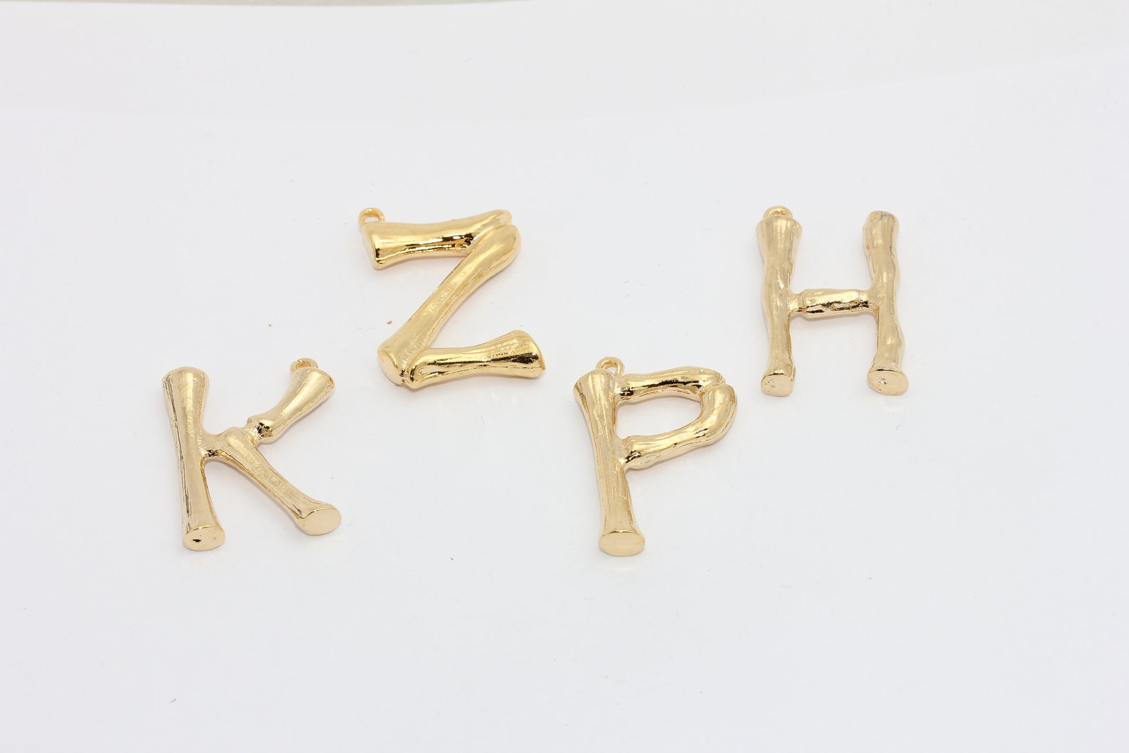 25x35mm 24k Shiny Gold Bone Charm, Bamboo Charms, Bamboo Letter ...
