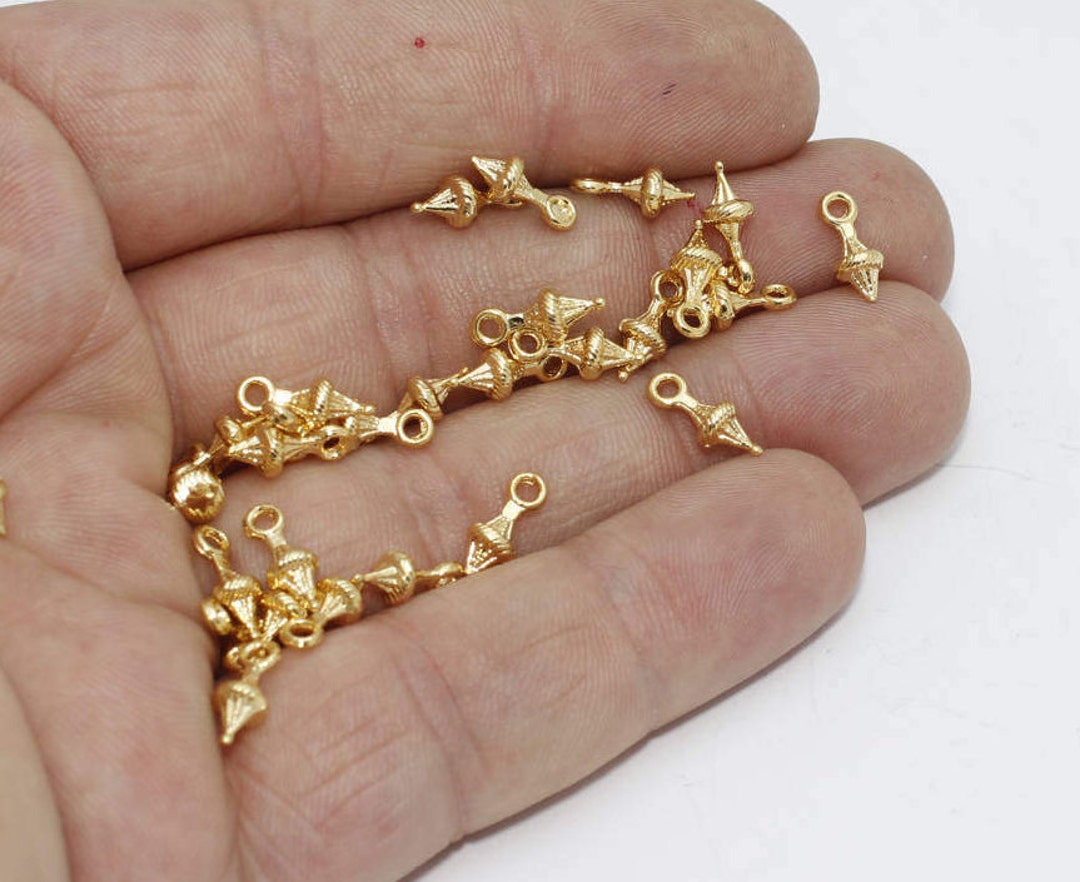 4x11mm 24k Shiny Gold Drop Charms, Mini Drop Charms, Spike Charms ...