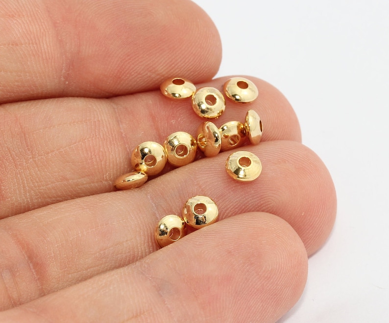 2x45mm 24k Shiny Gold Spacer Beads Rondelle Beads Bracelet | Etsy