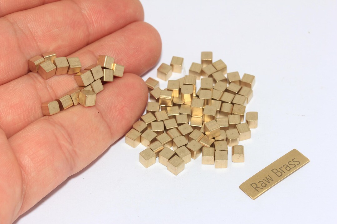 4mm Raw Brass No Hole Cube Charms, Cube Beads, 3D Solid Cube Charms ...