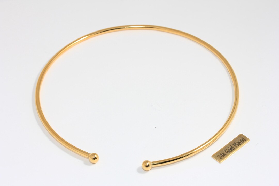 3mm 24k Shiny Gold Wire Choker Necklace, Ball Choker Necklace Cuff ...
