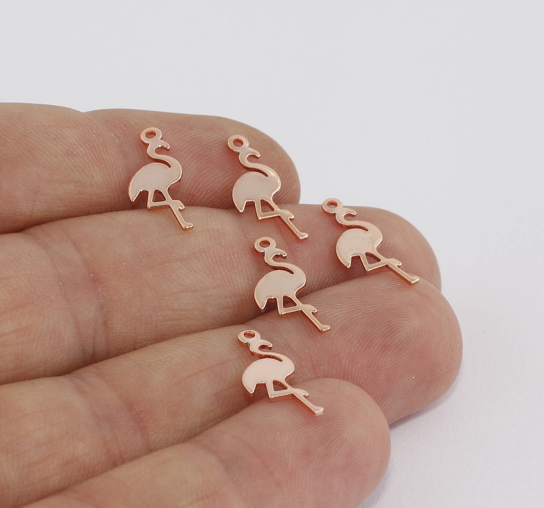 5 Pcs 6x16mm Rose Gold Flamingo, Flamingo Charms, Necklace Pendant ...