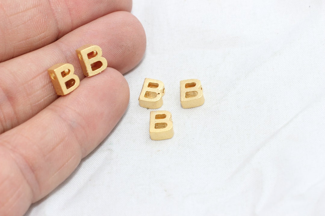 6x7mm 24k Matt Gold Letter Charms, Letter Beads, Gold Initial Charms ...