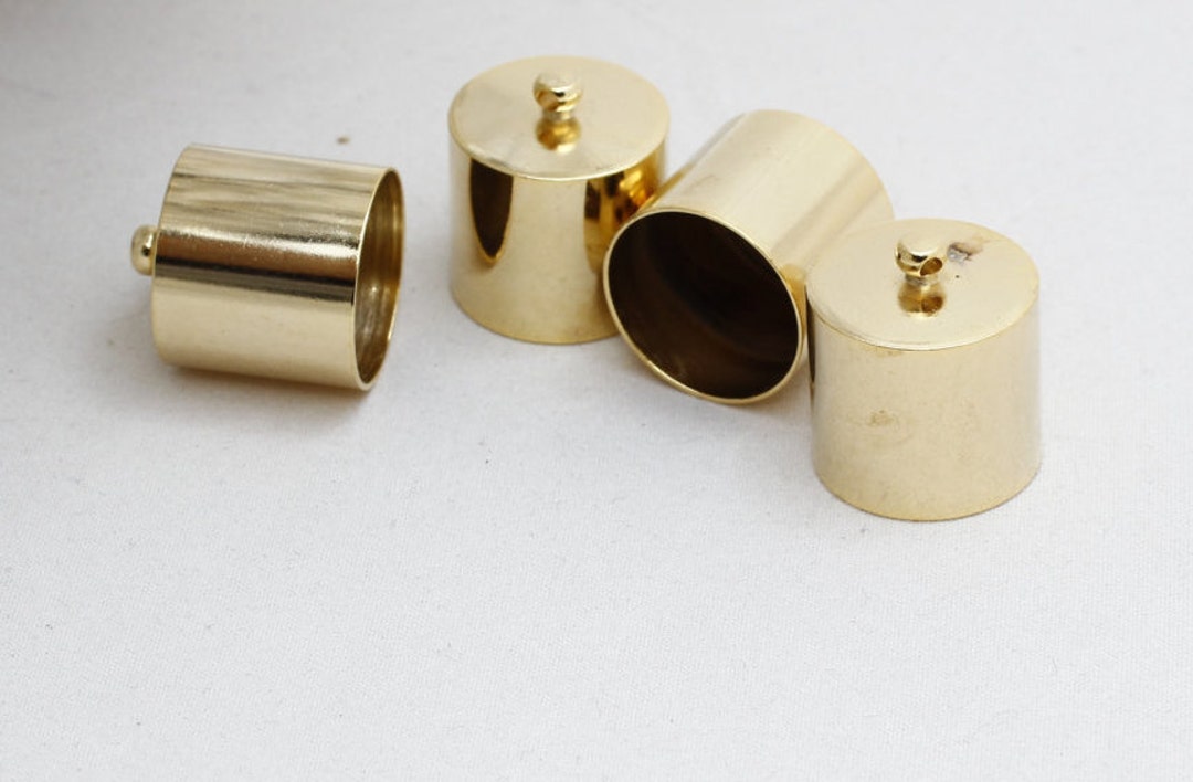 Inner Size 17mm 24k Shiny Gold End Caps, Round End Caps, Cord End Caps ...