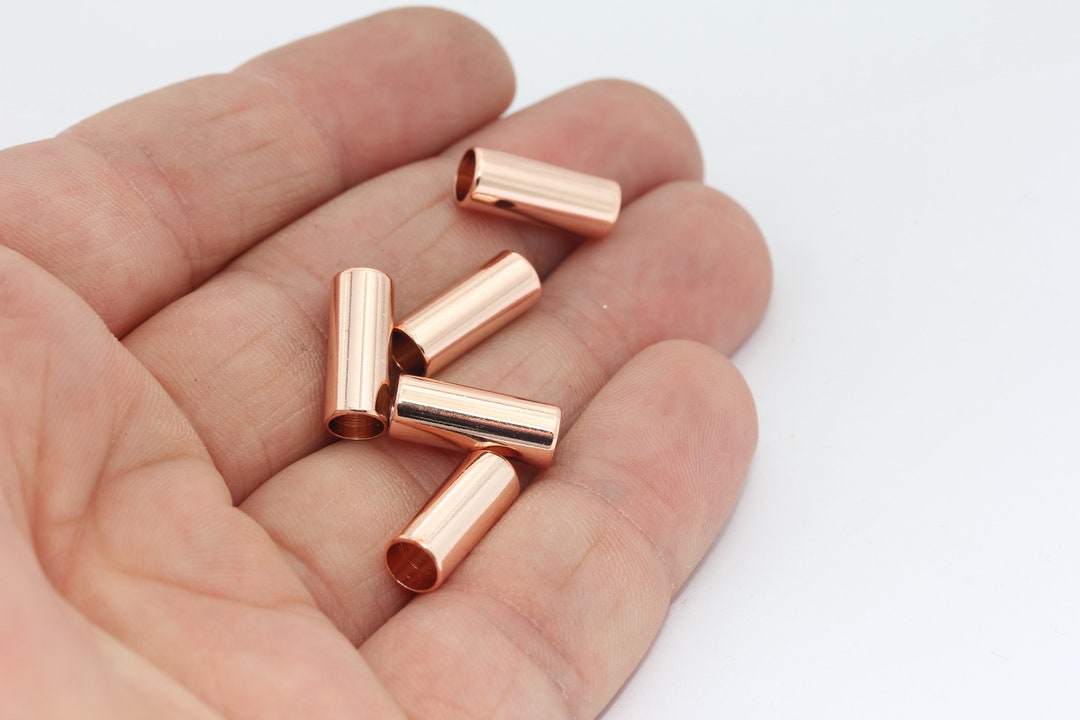 6x15mm Rose Gold Tube Beads, Tube Charms, Tiny Tubes, Spacer Beads ...