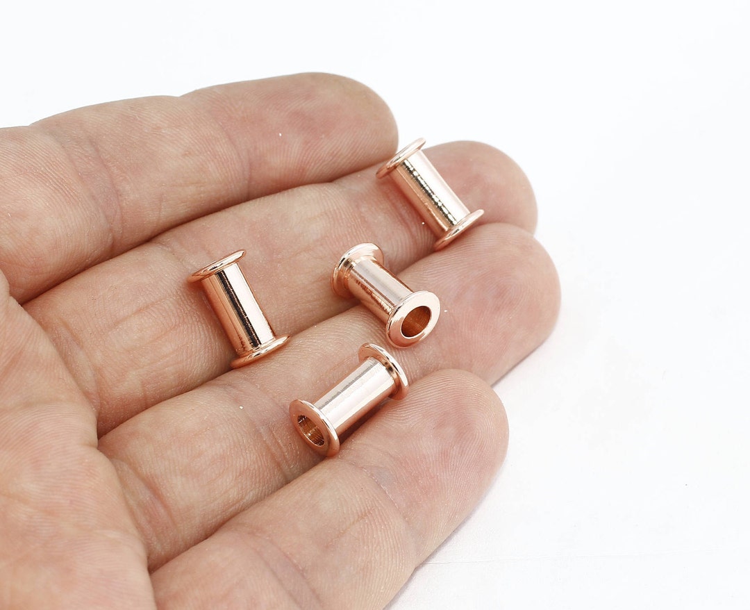 10 Pcs Rose Gold Tubes, Bead Core, Inner 4mm, Channel Bead Cores, Rose ...