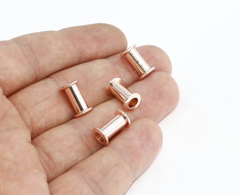 10 Pcs Rose Gold Tubes, Bead Core, Inner 4mm, Channel Bead Cores, Rose ...