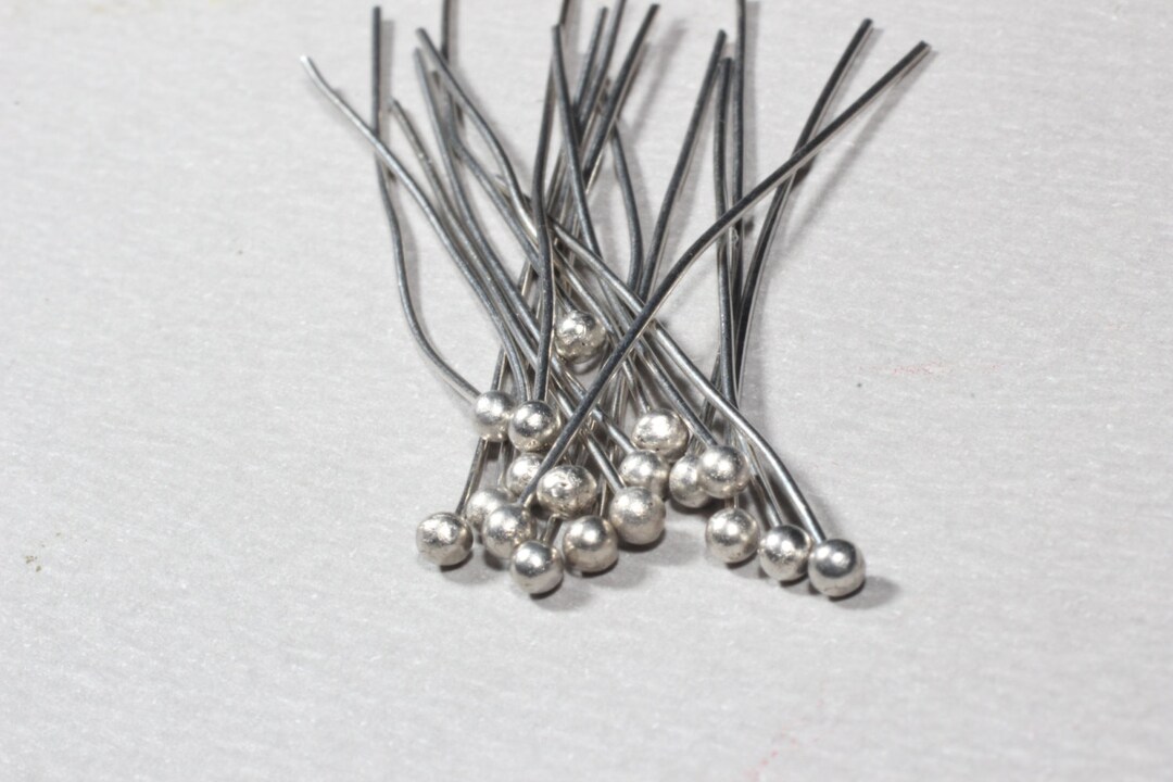 200 Pcs 25mm Ball Head Pins, Silver Brass Head Pins, 23 Gauge Head Pins ...