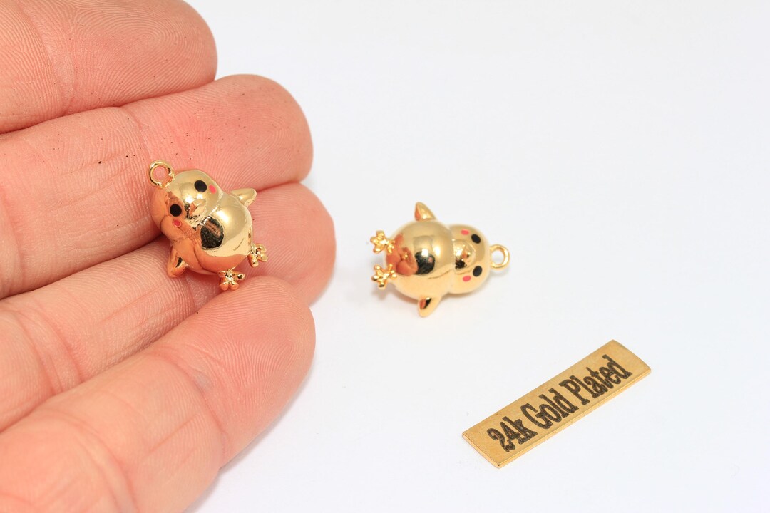 13x18mm 24k Shiny Gold Plated Chicken Charm, Cute Little Chicks Pendant ...