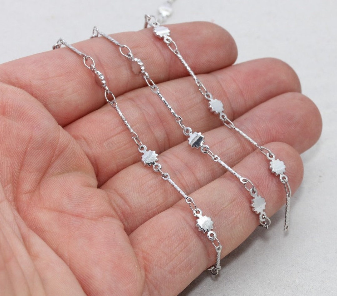 5x9mm Silver Color Sun Chain, Silver Soldered Chain, Bar Chain, Ankle ...