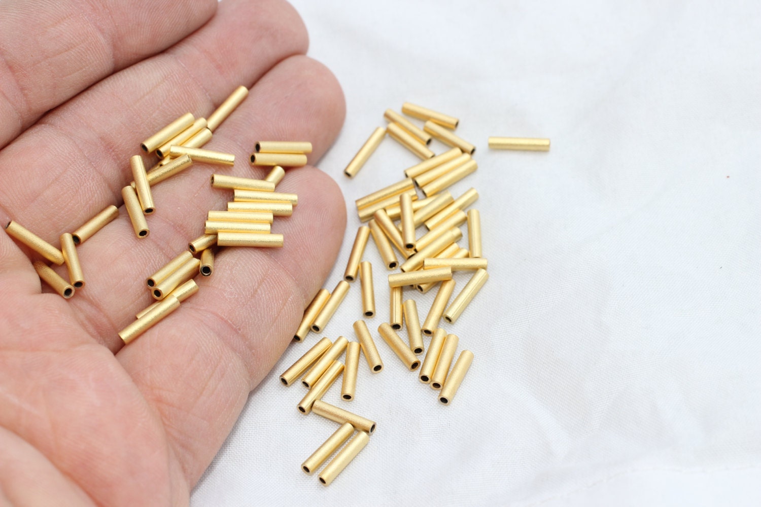 2x10mm 24k Matt Gold Spacer Tubes, Tube Beads, Round Tubes, Spacer Tube ...