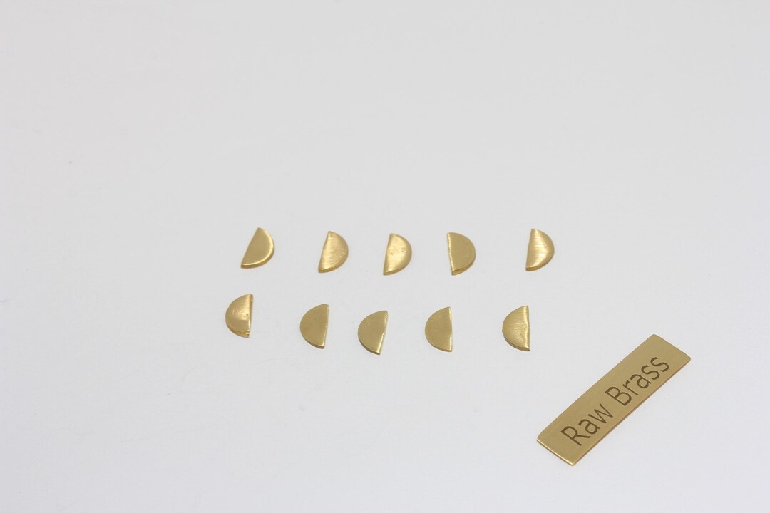 4x8mm Raw Brass Half Circle Stamping Disc, Flat Semicircle Disc ...