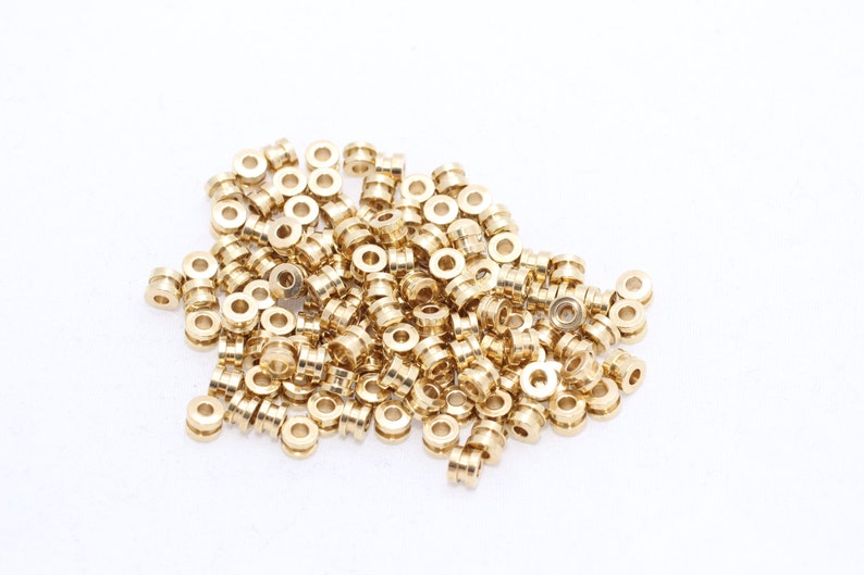 200 Pcs 4mm Raw Brass Spacer Beads, Rondelle Beads, Mini Round Beads ...