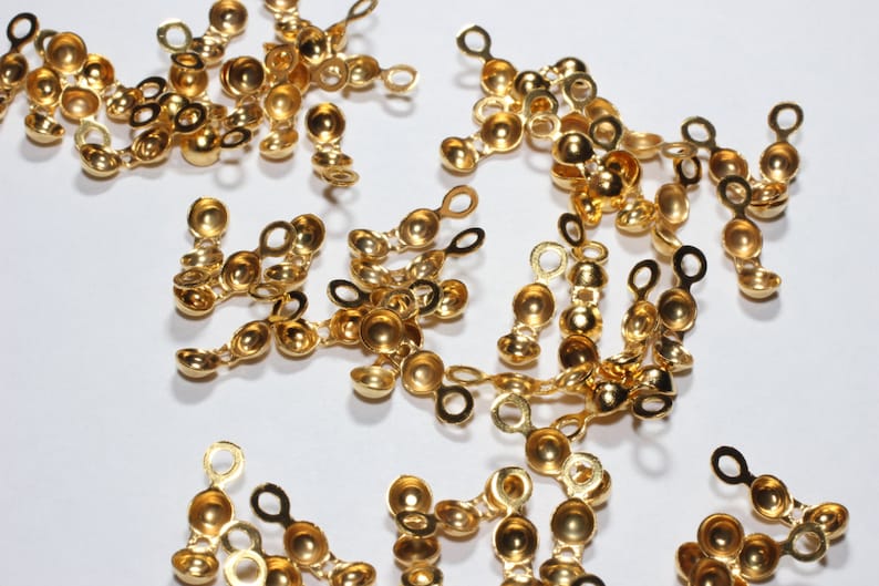 50 Pcs 24k Shiny Gold Crimp Beads, Fits 1mm Ball Chain, Crimps, Ball ...