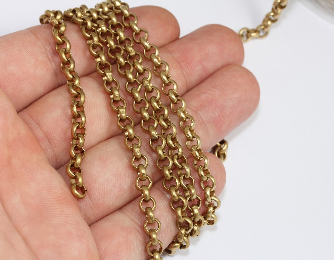 5mm Raw Brass Rolo Chain, Soldered Chain, Bulk Chain, Soldered Chain ...
