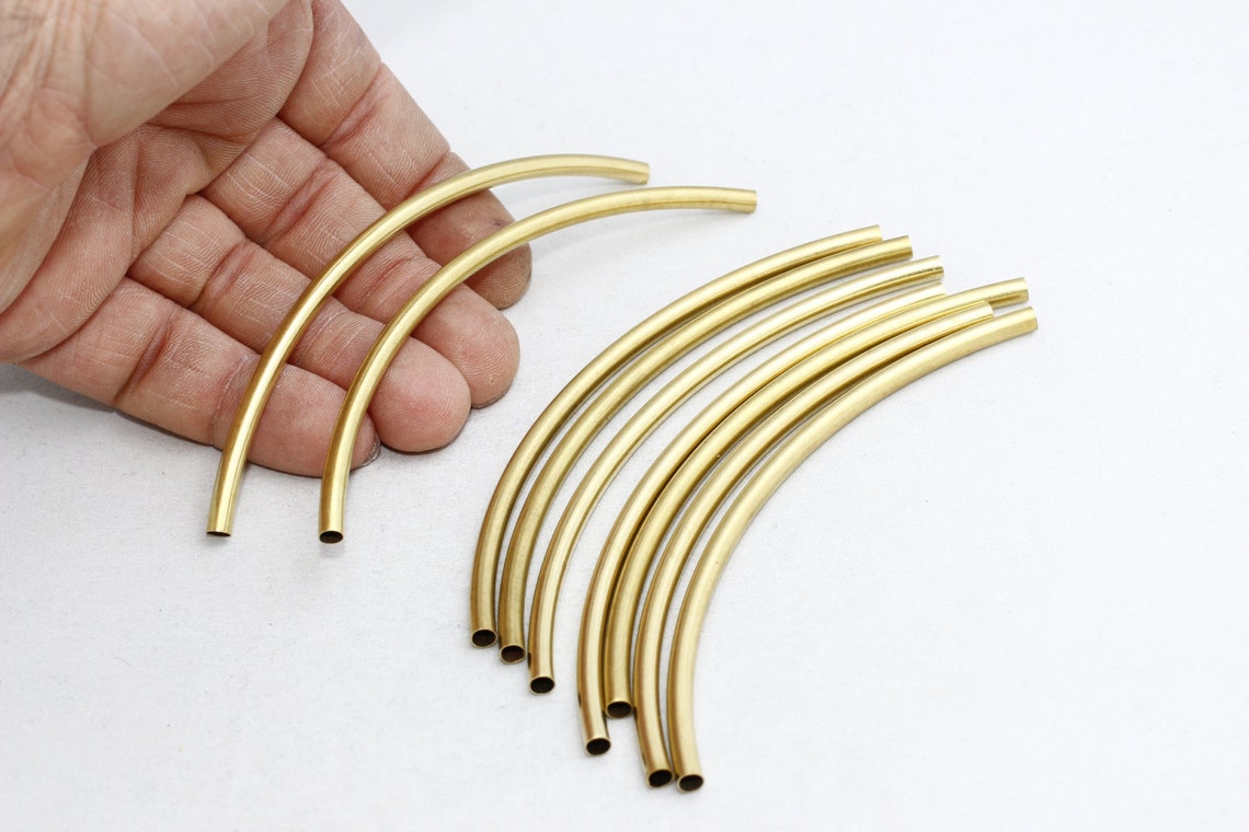 10 Pcs 4x110mm Raw Brass Curved Tubes, Necklace Tubes, Tube Necklace ...