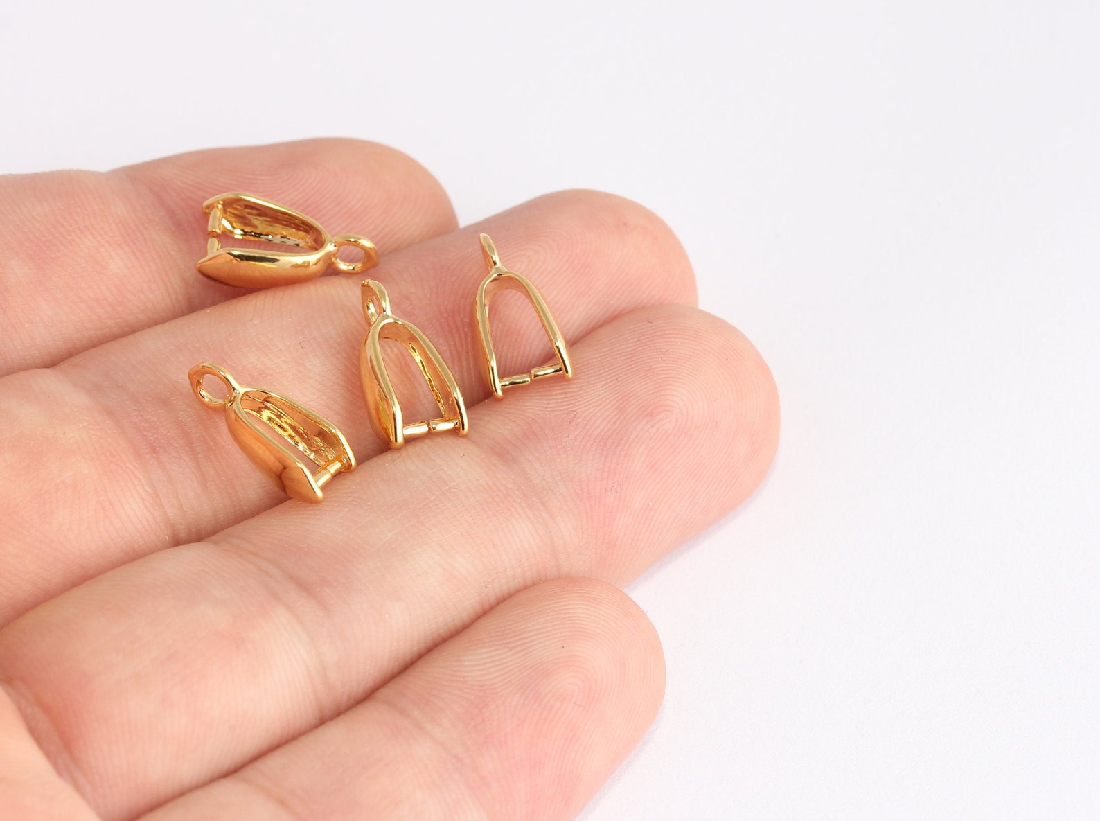 8x15mm 24 Shiny Gold Pinch Bails, Gold Pendant Bails, Charm Pinch Bails ...