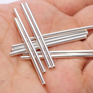 30 Pcs 2x45mm Silver Plated Tubes, Long Tube Bar, Spacer Tube Beads ...