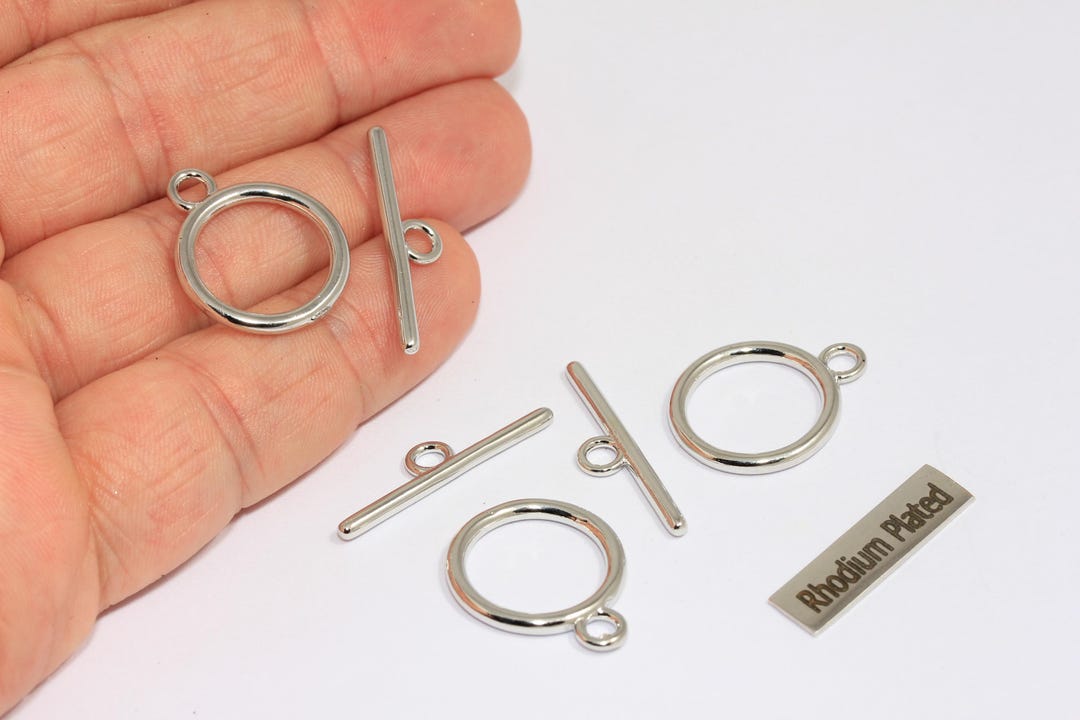 19x23mm Rhodium Plated Toggle Clasp, Ring T Bar, T Bar Fasteners ...