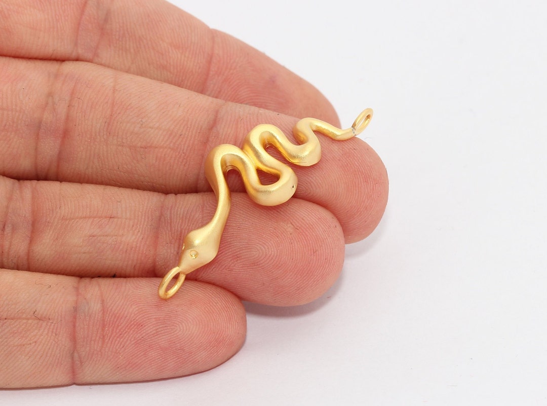 14x44mm 24k Matt Gold Snake Charms, Snake Connector, Snake Bracelet ...