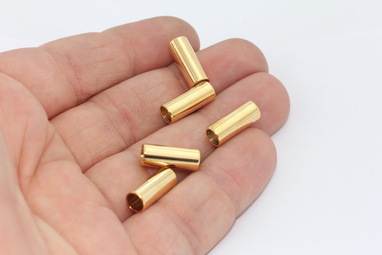 6x15mm 24k Shiny Gold Tube Beads, Tube Charms, Tiny Tubes, Spacer Beads ...