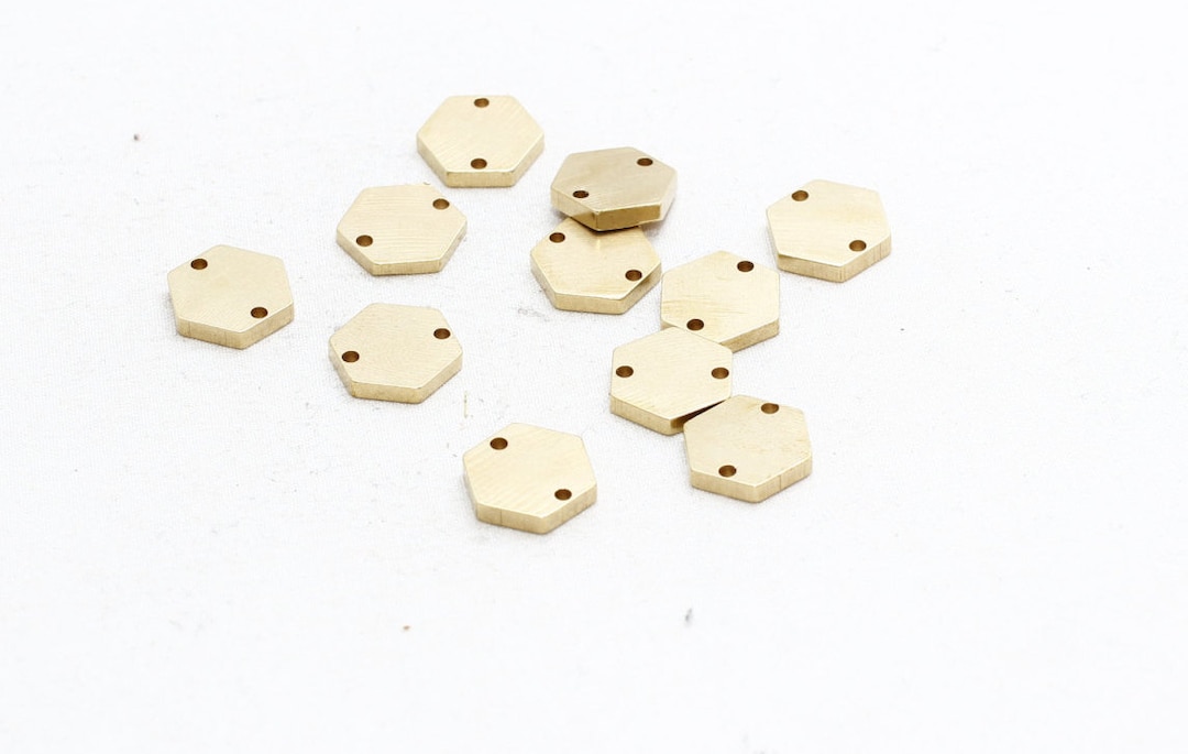 40 Pcs 12x12x2,3mm Brass Hexagons , Hexagon Coins, Metal Blanks ...