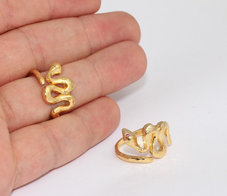 18-19mm 24k Shiny Gold Plated Snake Rings Adjustable Ring | Etsy