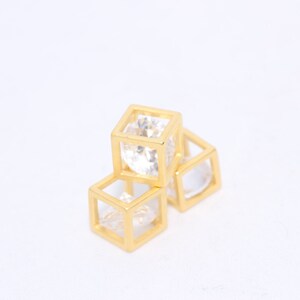 8mm 24k Matt Gold Open Cube, Cube Pendant, Open Cube Pendants, Zircon ...