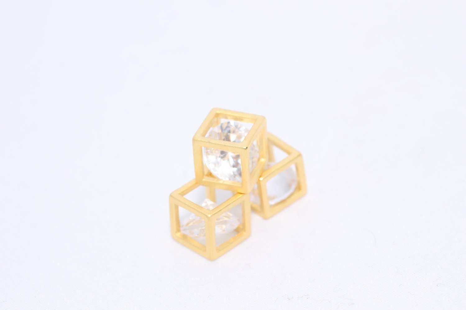 8mm 24k Matt Gold Open Cube, Cube Pendant, Open Cube Pendants, Zircon ...