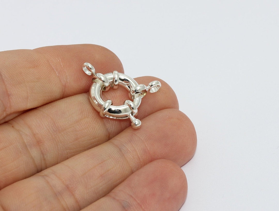 15mm Shiny Silver Spring Clasp, Round Silver Clasp, Spring Clasp, High ...