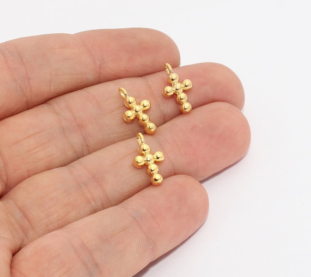 8x14mm 24k Shiny Gold Cross Charms, Gold Cross Pendant, Cross Necklace ...