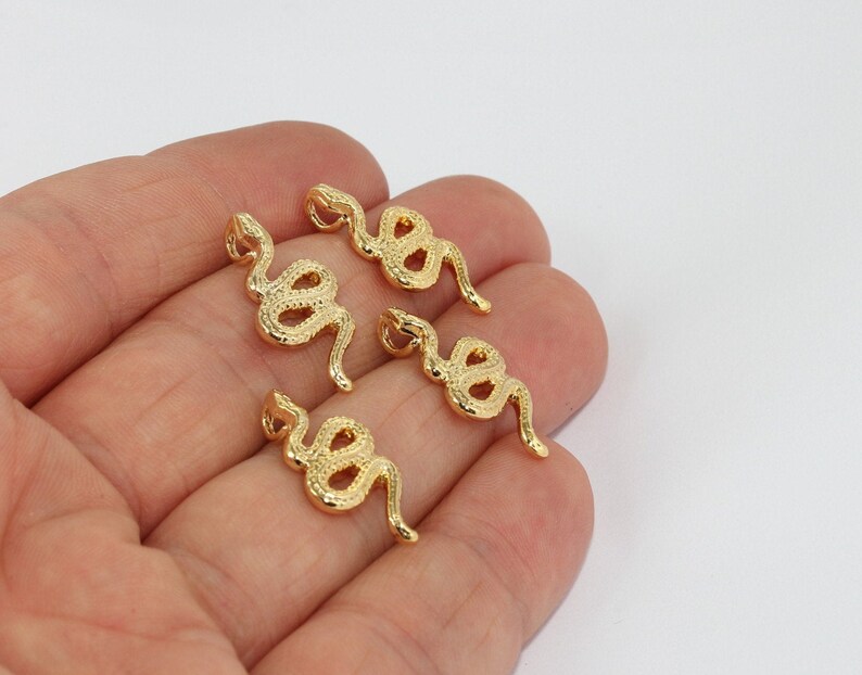 11x23mm 24k Shiny Gold Snake Charm Snake Pendant Snake | Etsy