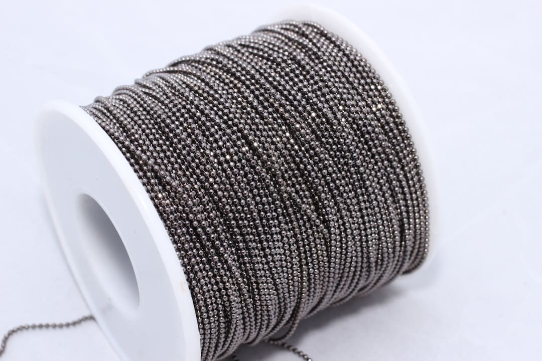 16,5 Feet 1,2mm Gunmetal Ball Chain, Faceted Ball Chain, Bulk Lot ...