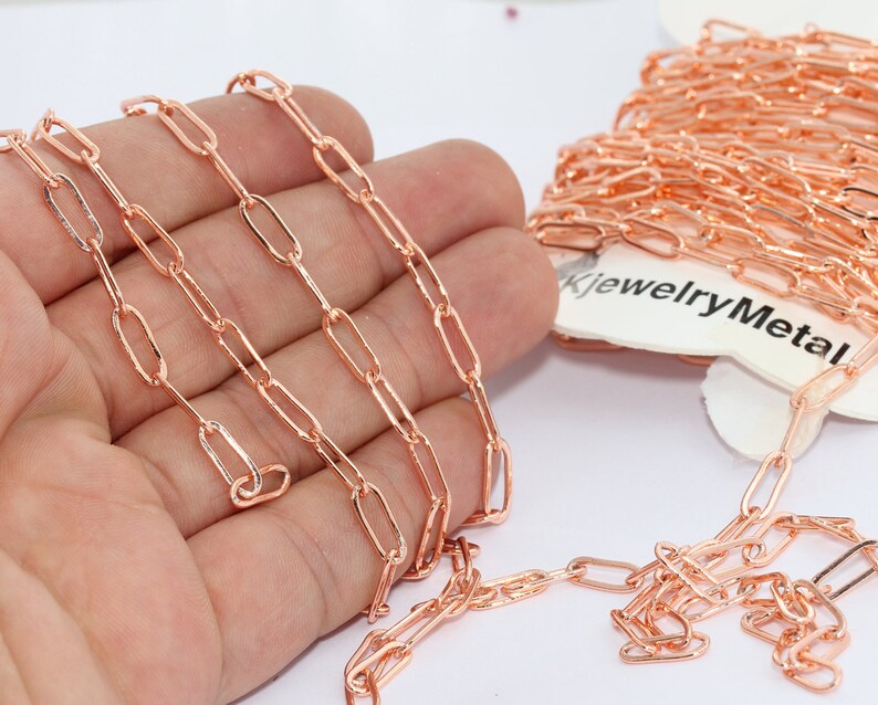 Rose Gold Link Chain, Soldered Rolo Chain, Rose Gold Cable Chain ...