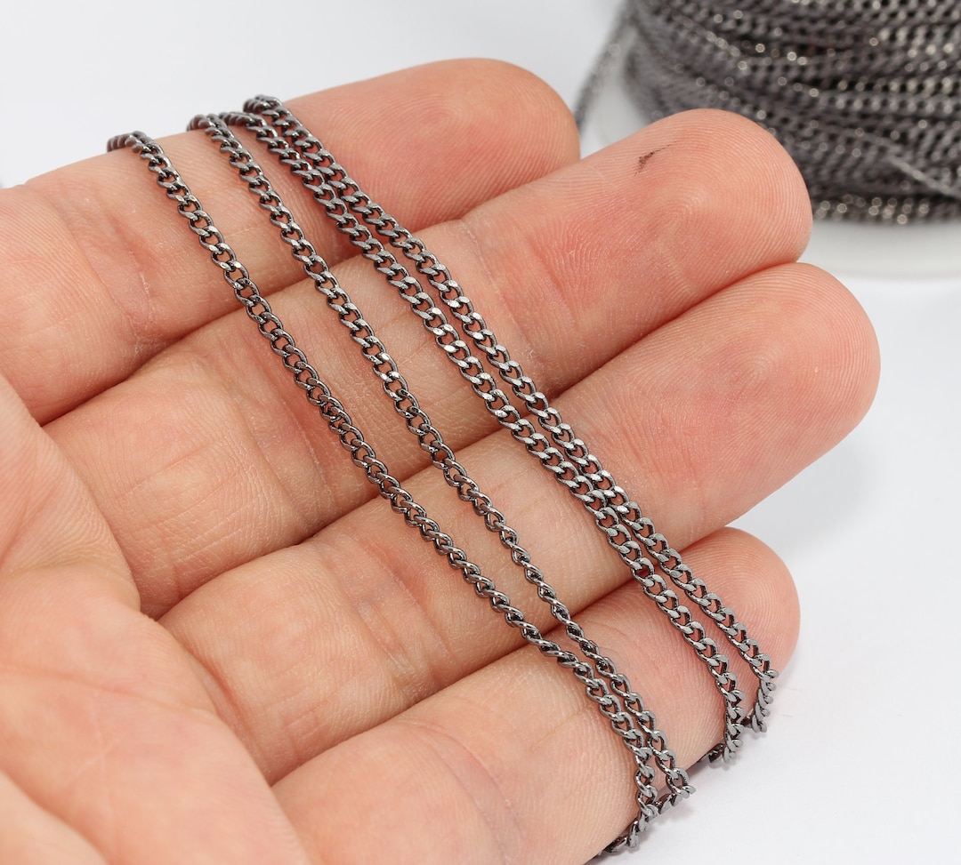 2mm Gunmetal Plated Curb Chain, Soldered Chains, Faceted Curb Chain ...