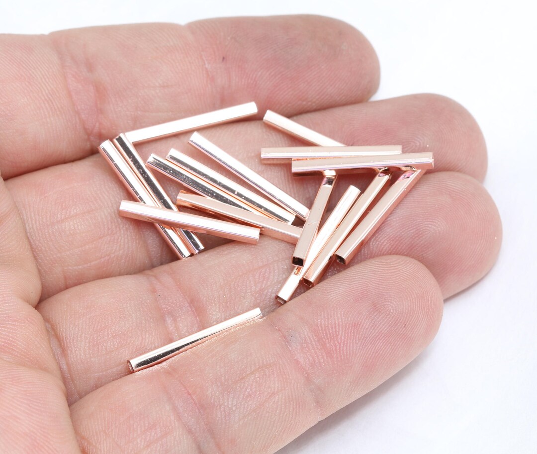 50 Pcs 2x2x20mm Rose Gold Plated Tube Beads, Square Tubes, Tube Beads ...