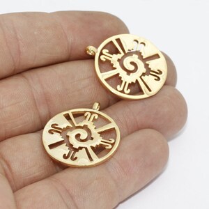 24mm 22k Shiny Gold Hunab Ku Charms, Hunab Ku Pendant, Celtic Hunab Ku ...