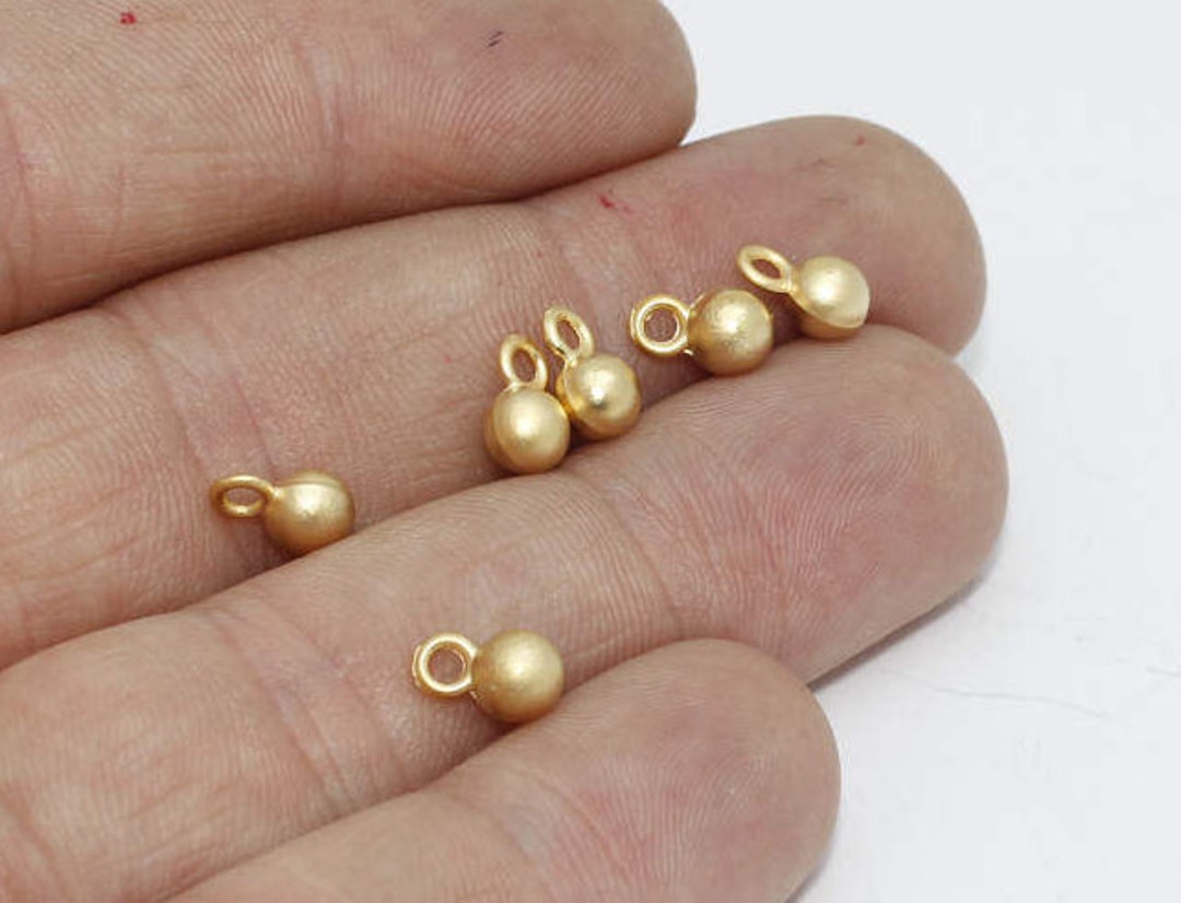 5x8mm 24k Matt Gold Ball Charms, Ball Pendant, Mini Round Ball Charms ...