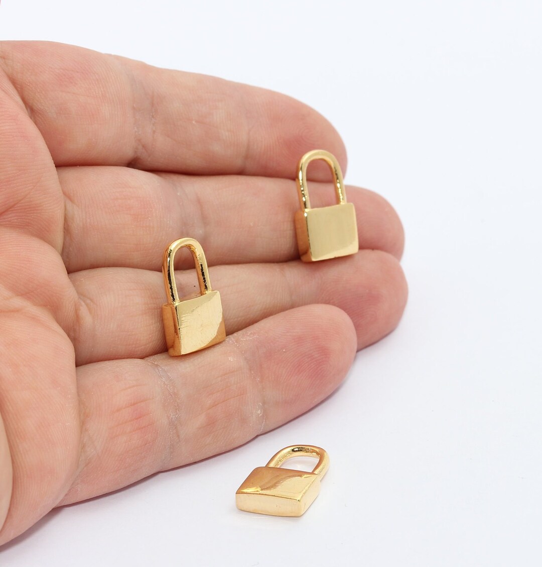 11x17mm 24k Shiny Gold Padlock Charms, Mini Lock Charms, Padlock ...