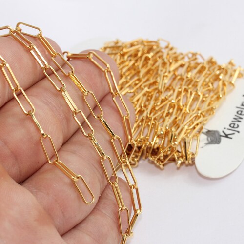 4x105mm 24k Shiny Gold Link Chain Gold Bar Chain Gold Cable | Etsy