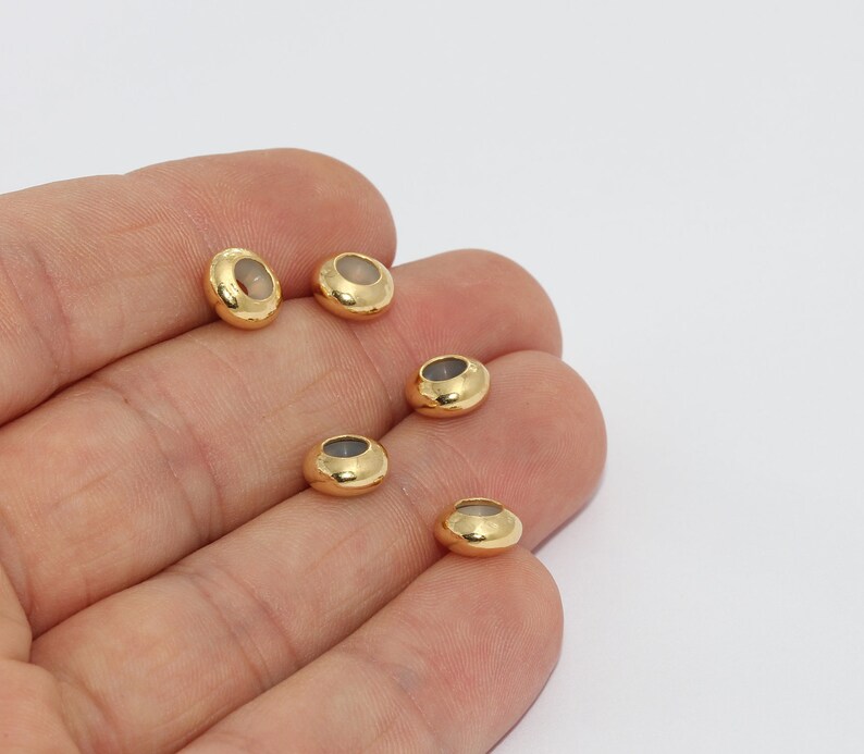 4x8mm 24k Shiny Gold Rubber Stopper, Gold Necklace Connector, Rondelle ...