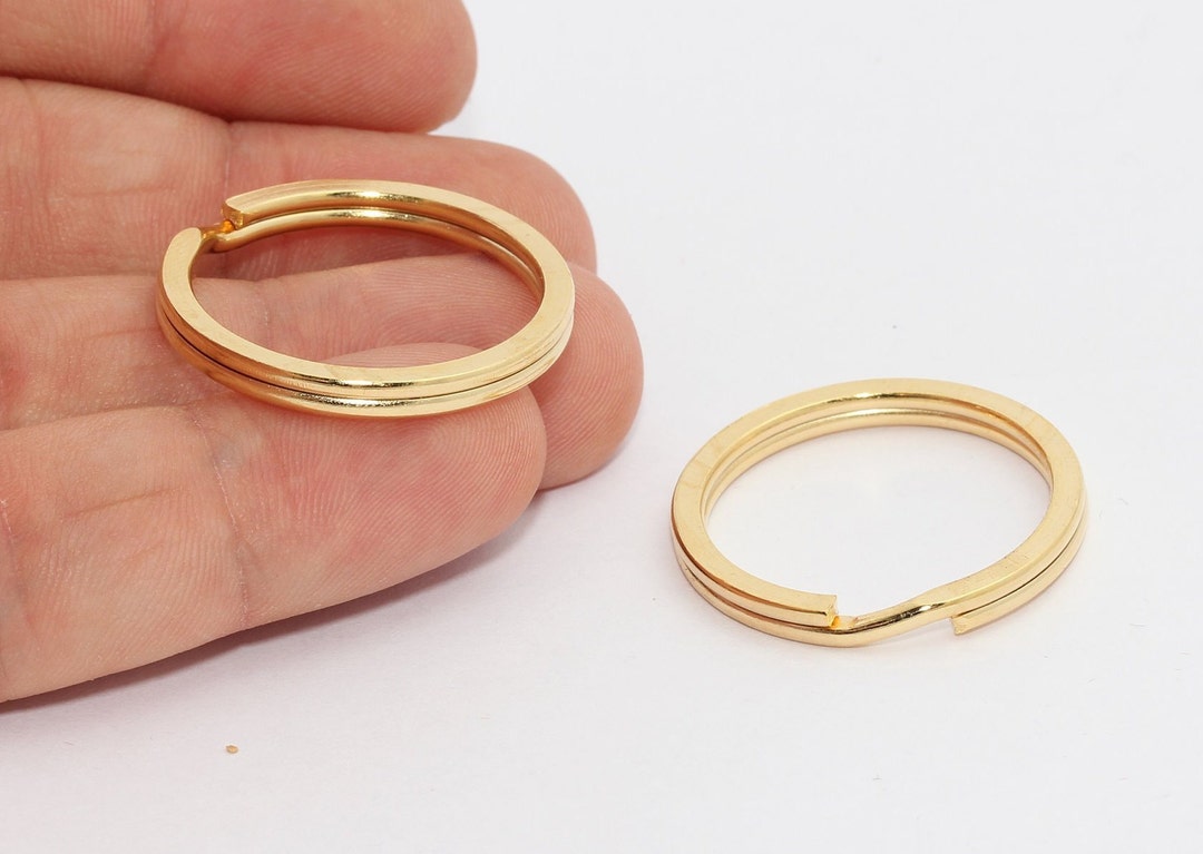 30mm 24k Shiny Gold Key Chain Ring, Split Key Ring, Key Chain, Swivel ...