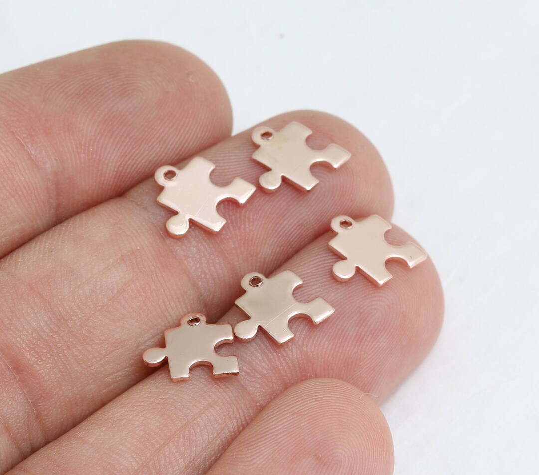 10mm Rose Gold Puzzle Charms, Puzzle Necklace, Mini Charms, Puzzle ...
