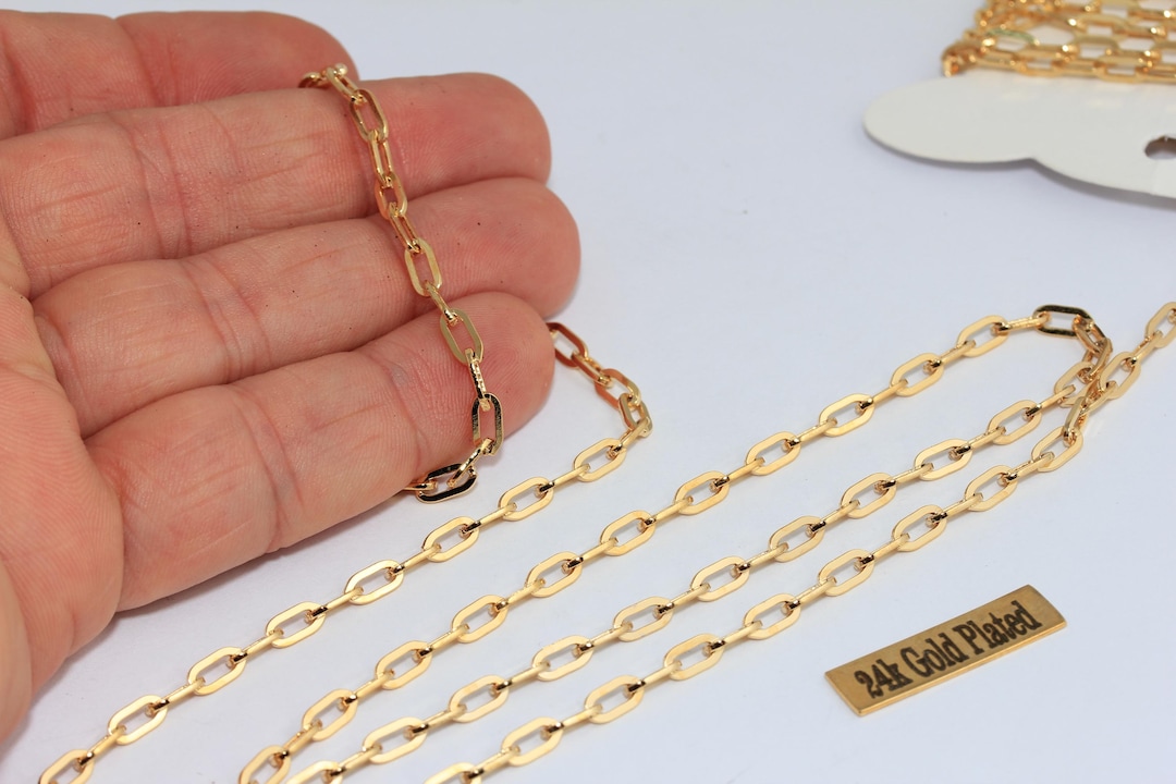3,5x7mm 18k Shiny Gold Oval Link Chain, Paperclip Chain, CHK622-3 - Etsy