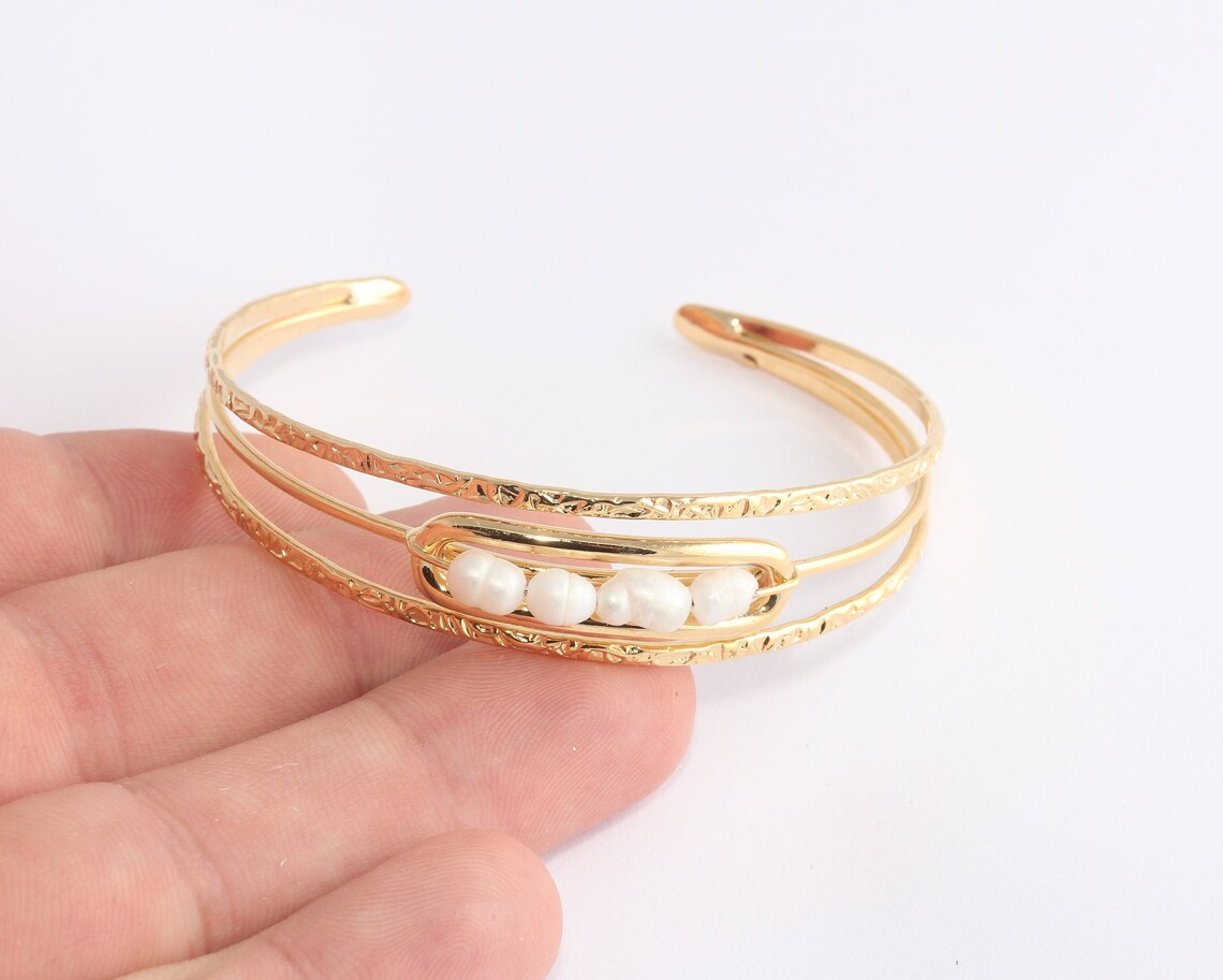 60mm 24k Shiny Gold Bracelet Cuff, Stacking Wire Bracelet, Summer ...