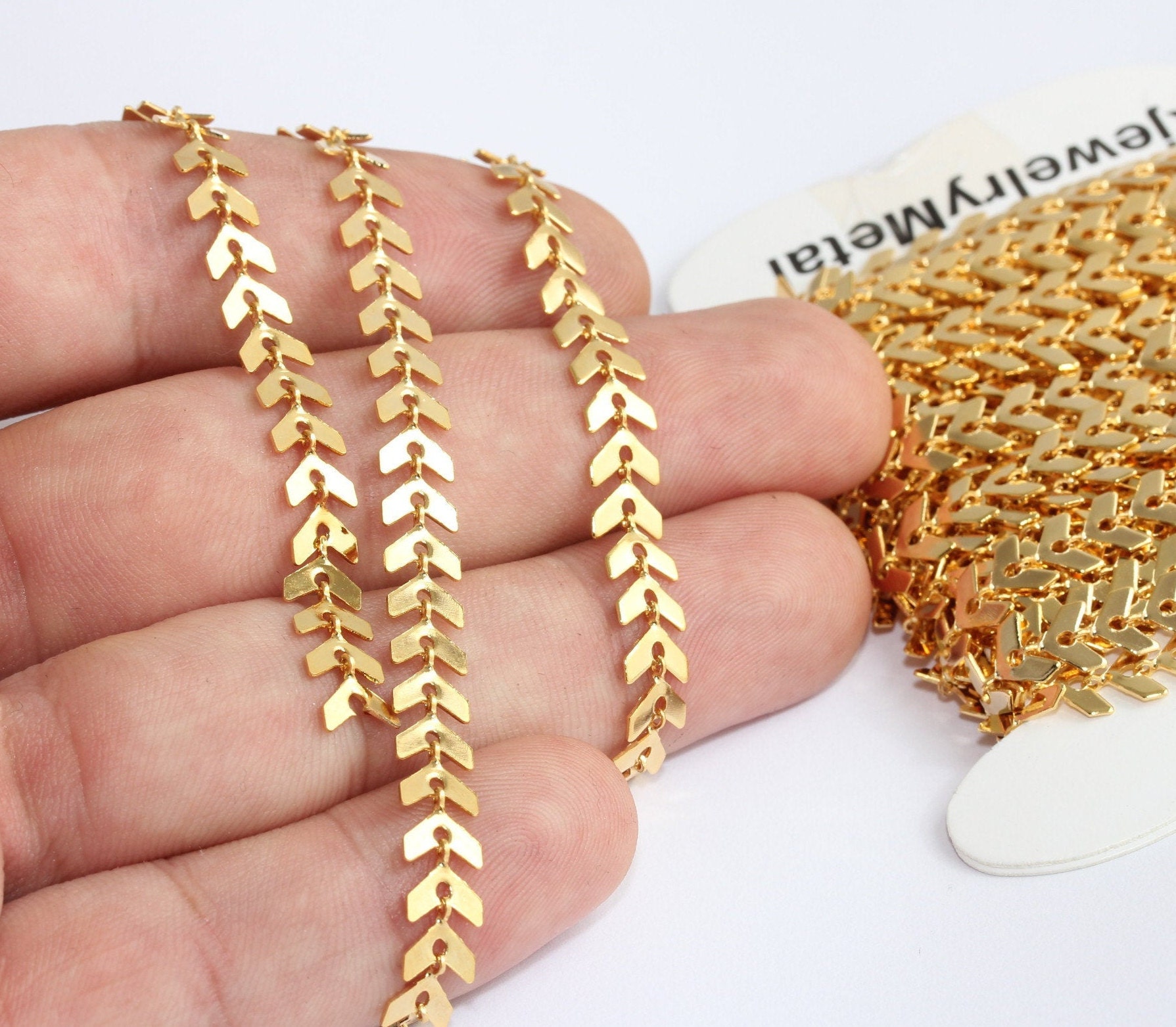 3,3 Feet 6mm Shiny Gold Arrow Chains, Chevron Chain, Gold Chains, Bulk ...