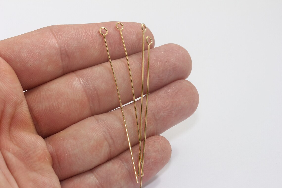 70mm 24k Shiny Gold Eye Pins, Hoop Eye Pins, Eye Pins With Loop, Eye ...