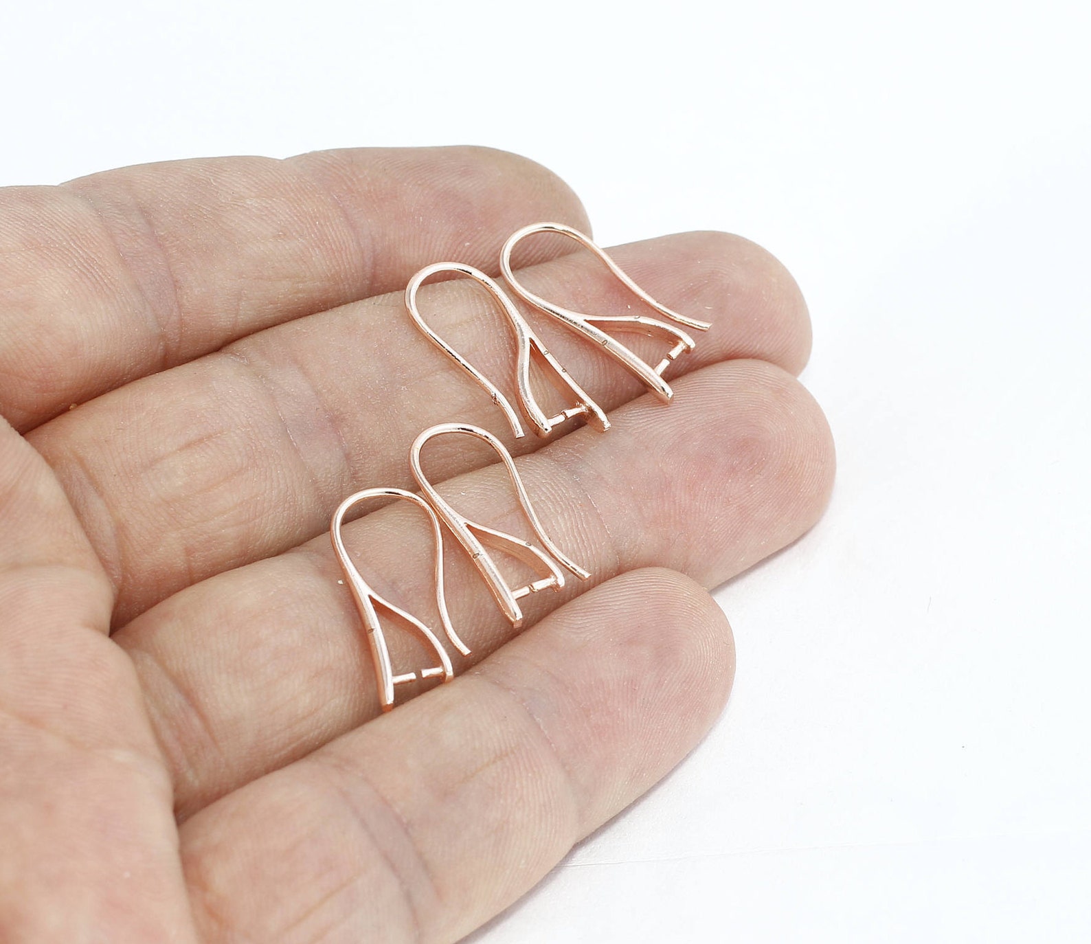 3 Pairs 9x20mm Rose Gold Earring Hooks, Fish Hooks, Gold Ear Wires ...