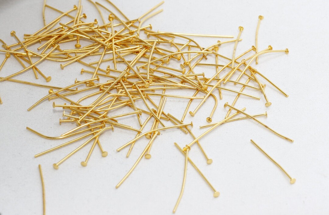10 Pcs 50mm 24k Shiny Gold Head Pins, Flat Head Pins, Head Pins for ...